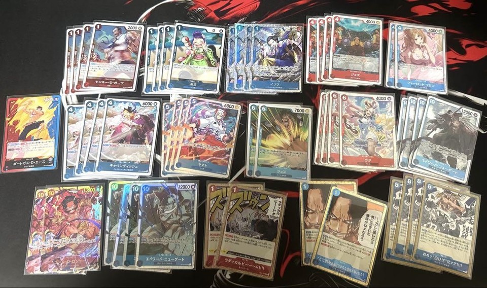 One Piece Card Deck Blue Red Ace Whitebeard Pirates Play Set with 10 ...