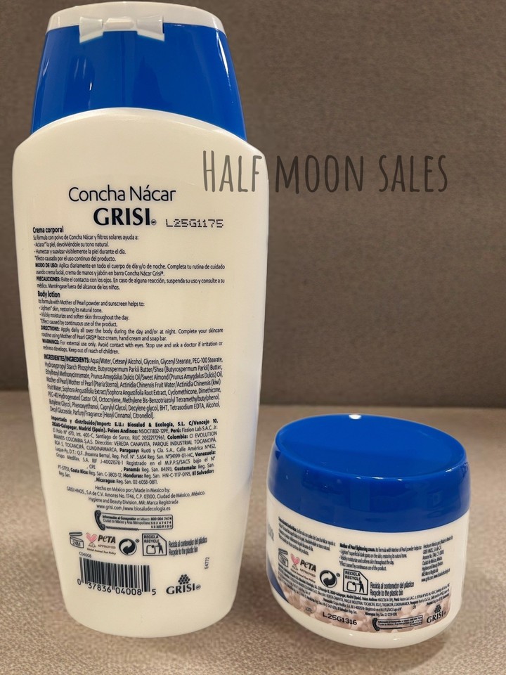 Concha Nacar Grisi Mother of Pearl Body & Face Cream Set | eBay