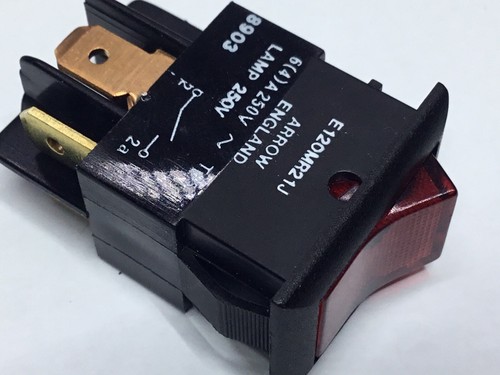 Rocker Switch 240V Mains Red ON / OFF Double Pole Illuminated 13 x 18mm ...