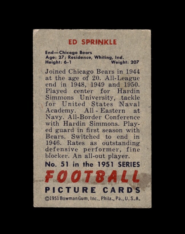 1951 Bowman Set-Break # 51 Ed Sprinkle VG-VGEX *GMCARDS* | eBay