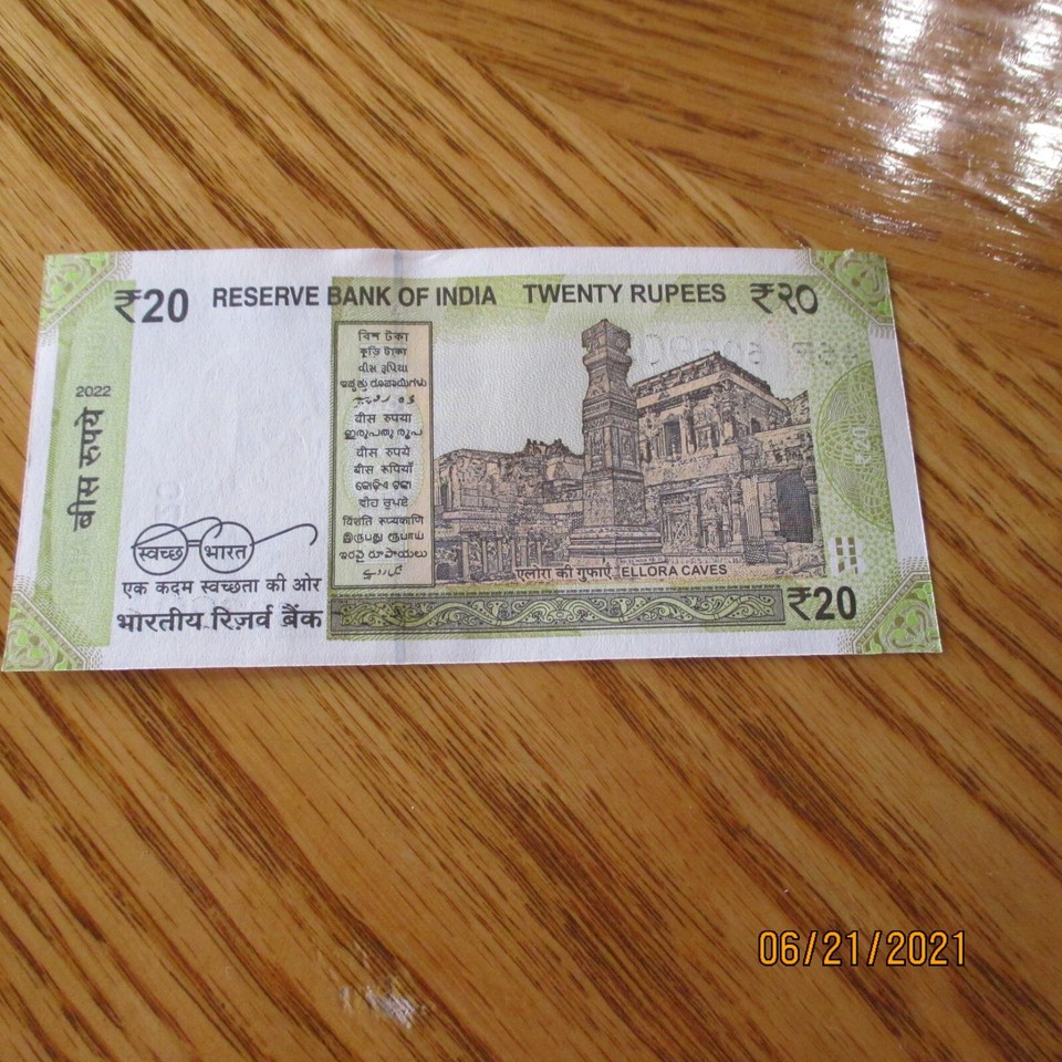 INDIAN Twenty RUPEE Note Bank Bill MAHATMA Gandhi BILL 20 RUPEE ...