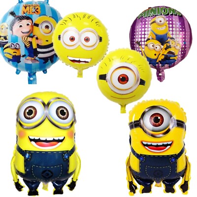 6 Pack Minion Kevin, Stuart & Bob Minions Foil Mylar Balloon Party ...