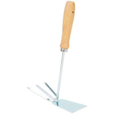 Double Hand Hoe Cultivator 300mm Garden Gardening Strong Wooden handle ...