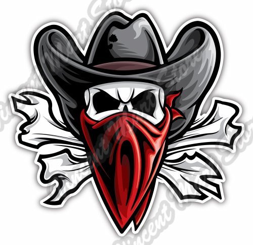 Outlaw Skull Texas Western Cowboy Bandit Car Bumper Vinyl Sticker Decal ...