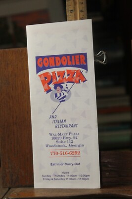 Gondolier Pizza Italian Restaurant Woodstock Georgia Menu | eBay