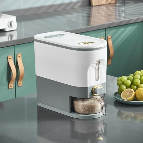 20Lbs Rice Dispenser Grain Container Storage with Measuring Cup for ...