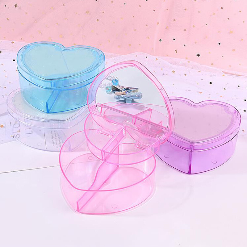 Love Heart Shaped Storage Box Jewelry Accessory Makeup Office Sundries ...
