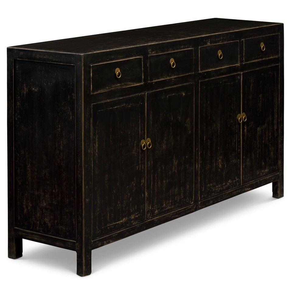 US SELLER - Distressed Matte Black Elmwood Ming Oriental Cabinet | eBay