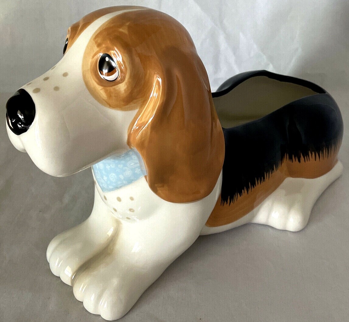 Hound Dog Garden Planter Indoor Grey Dachshund Dog Pot, 20" | At Home
