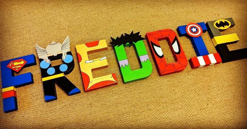 Childrens personalised letters Marvel name. Avengers superhero boys ...