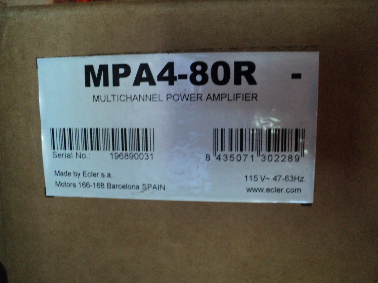 NEW Ecler MPA4-80R 4X80W Multichannel Amplifier 120v Amp MultiZone ...