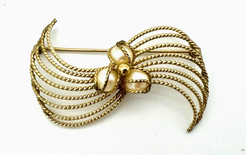 ANTIQUE ESTATE WINARD 12K GF GOLD FILLED Swirl Pearl BROOCH PIN | eBay