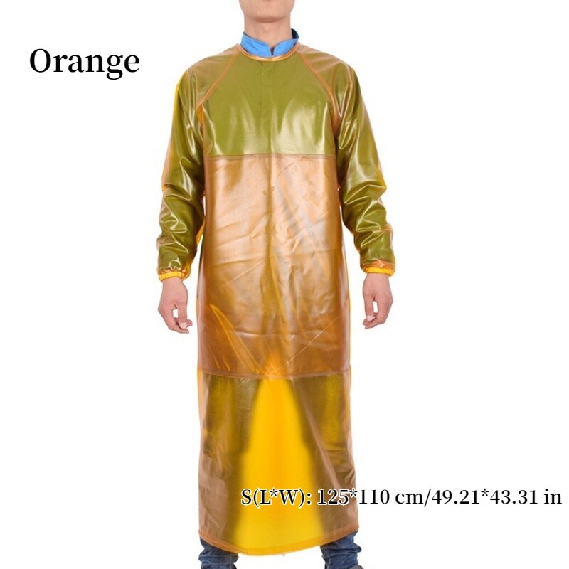 Women Men PVC Waterproof Apron Long Sleeve Oil Resistant Butcher ...