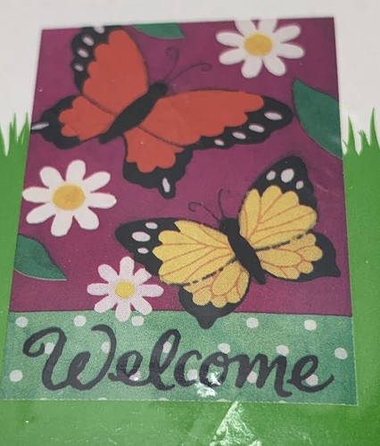 Garden Flag Butterflies Flower Floral Welcome Spring | eBay