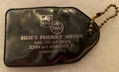 Wisconsin Mobil Oil BIESE’S SERVICE Station Advertising Keychain Gas ...