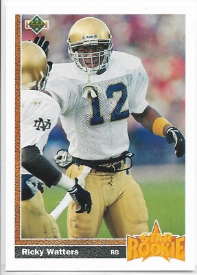 1991 UPPER DECK RICKY WATTERS #9 Rookie RC Notre Dame 49ers | eBay