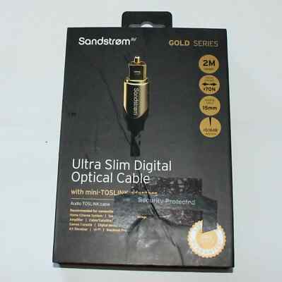 Sandstrom Ultra Slim Digital Optical Audio Cable 2m with Mini TOSLINK ...