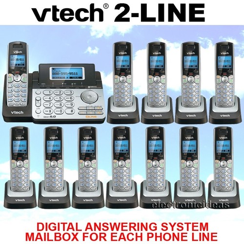 VTECH DS6151 DECT 6.0 2-LINE CORDLESS PHONE + 11 CORDLESS HANDSETS ...