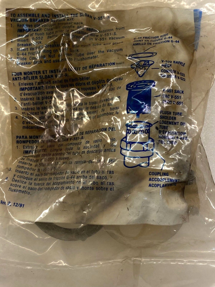 GENUINE Sloan V-551-A Vacuum Breaker Repair Kit for V-500-A /V-500-A | eBay