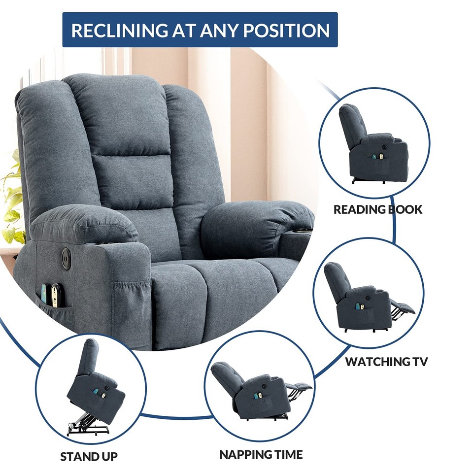 Electric Power Lift Recliner Chair for Elderly with Massage Heat Remote ...