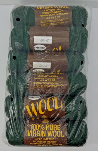 Lot of 6 Vtg Malina 100% Pure Virgin Wool 4 Ply Knitting Forest Green ...