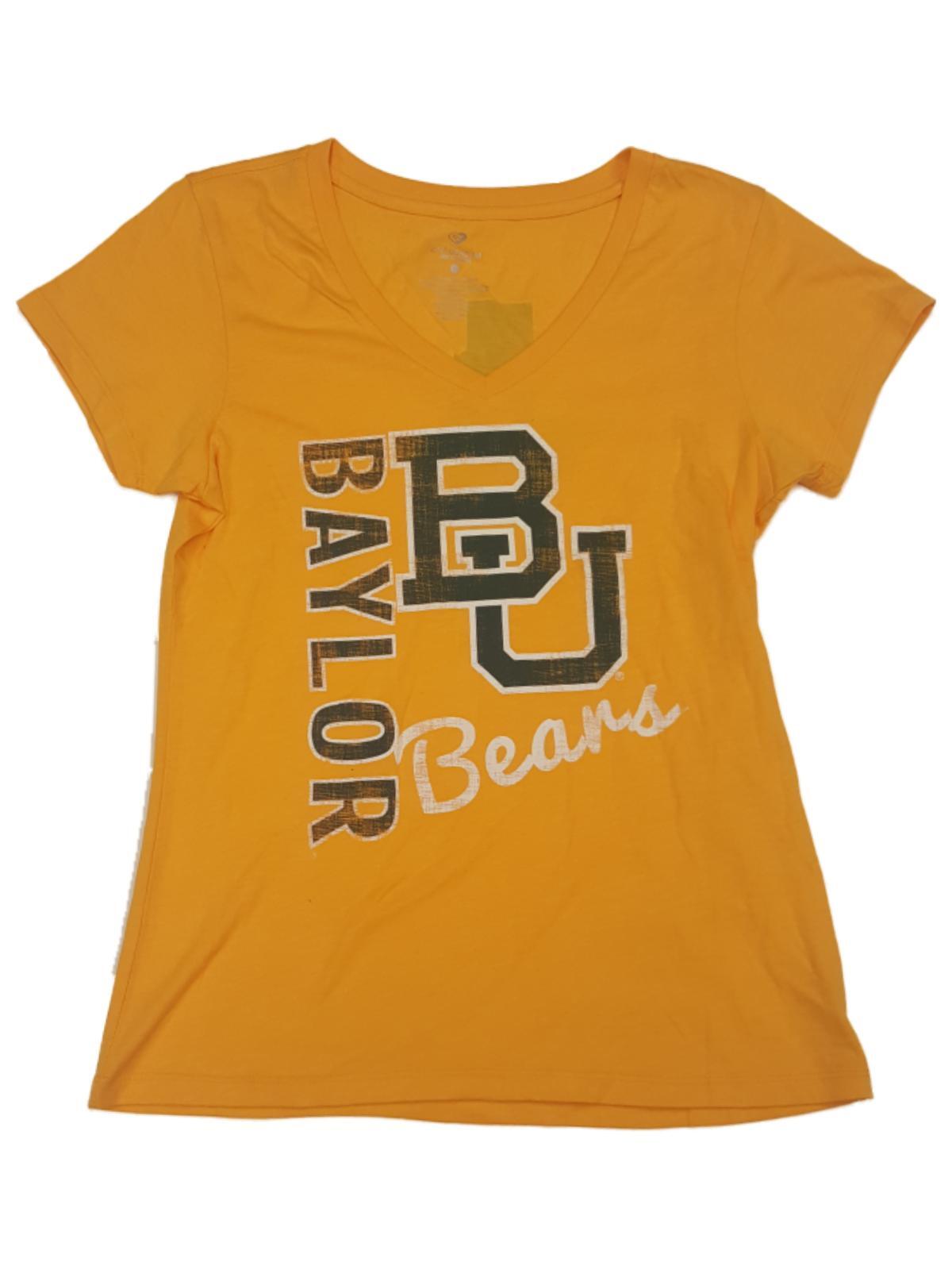 Baylor Bears Colosseum WOMENS Yellow Semi-Faded Logo SS V-Neck T-Shirt ...