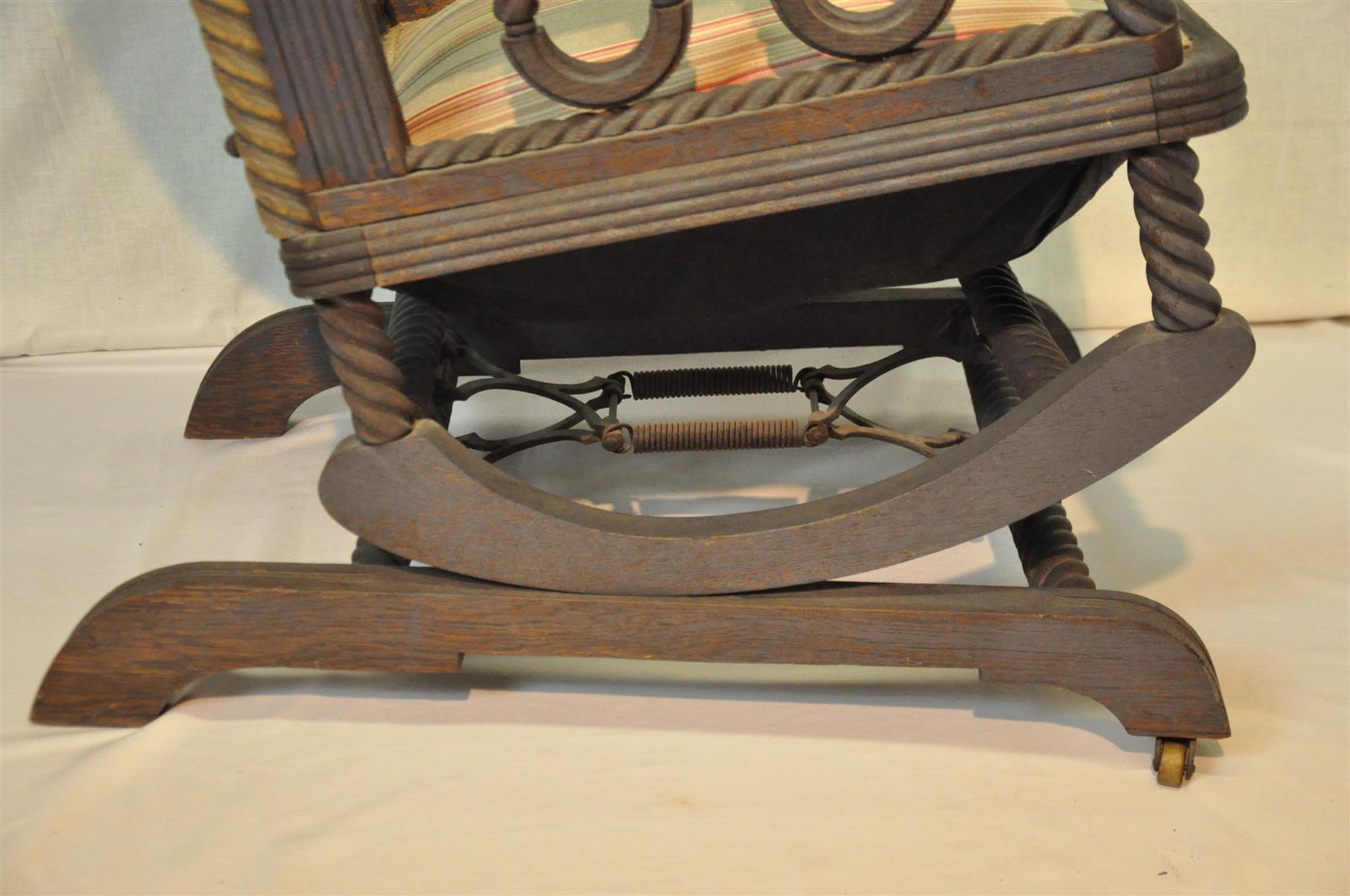 Original George Hunzinger Barley Twist Oak Platform Rocker Rocking ...