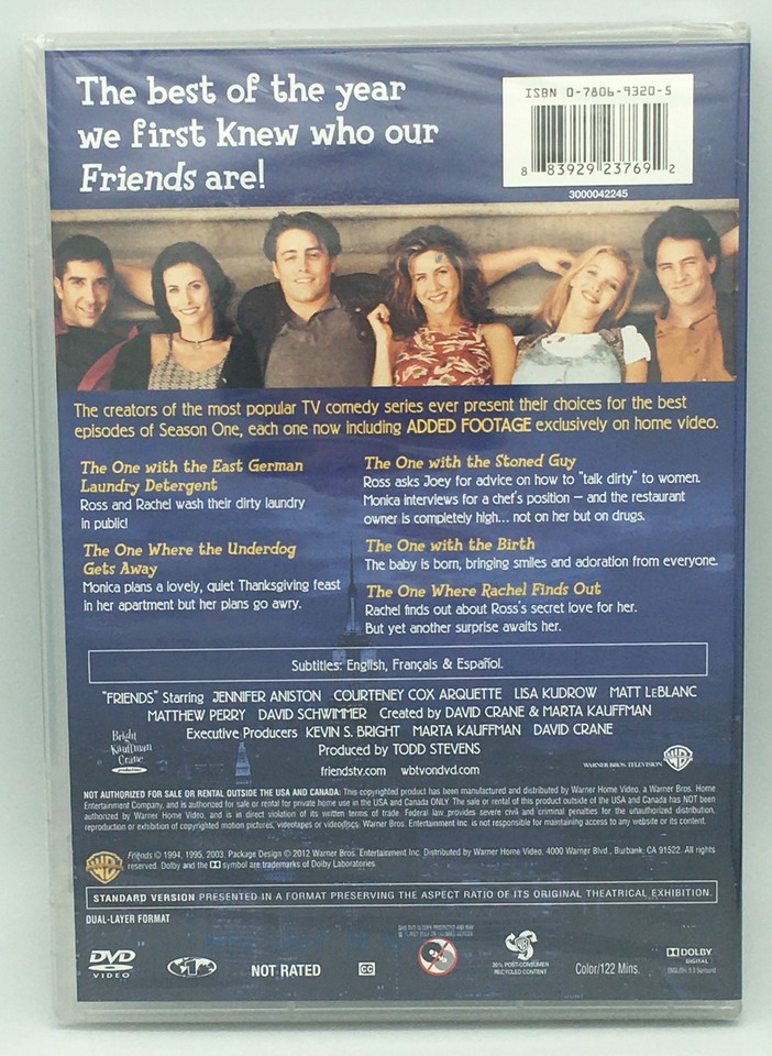 Friends: The Best of Friends Season 1 - Top Five Episodes (DVD 2012 ...