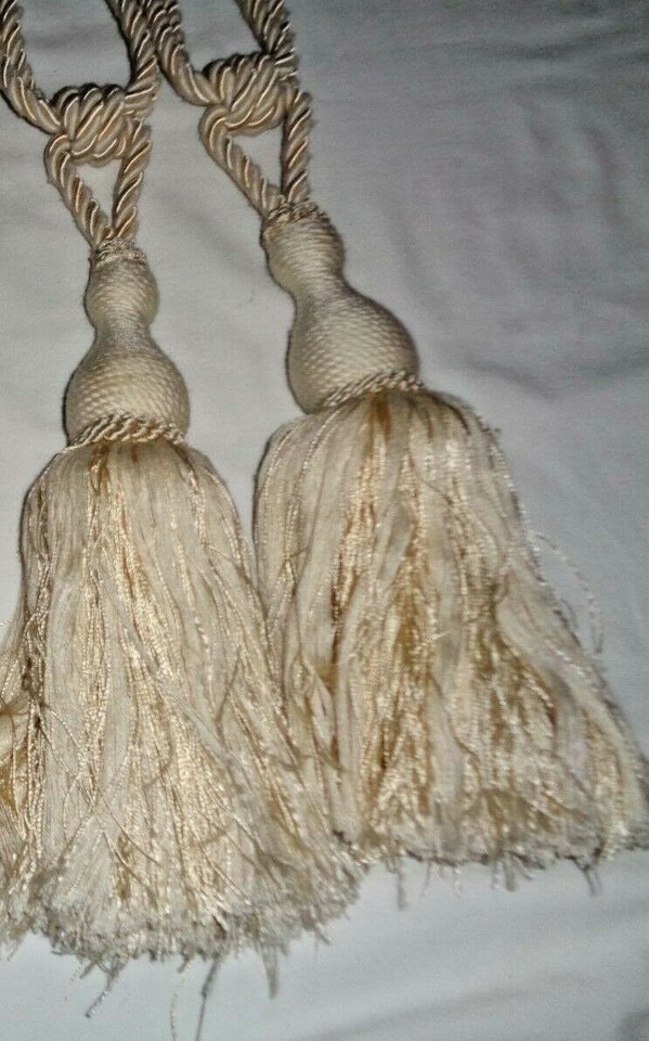 PAIR - Large Decorative Tassel Tiebacks for Window Treatments Cream | eBay