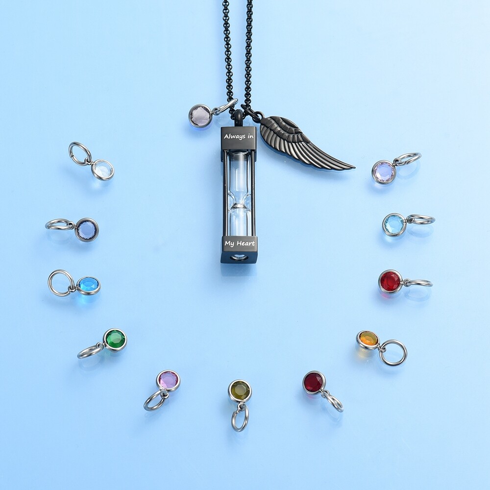 Glass Hourglass Cremation Jewelry for Ashes Container Vial Urn Necklace ...