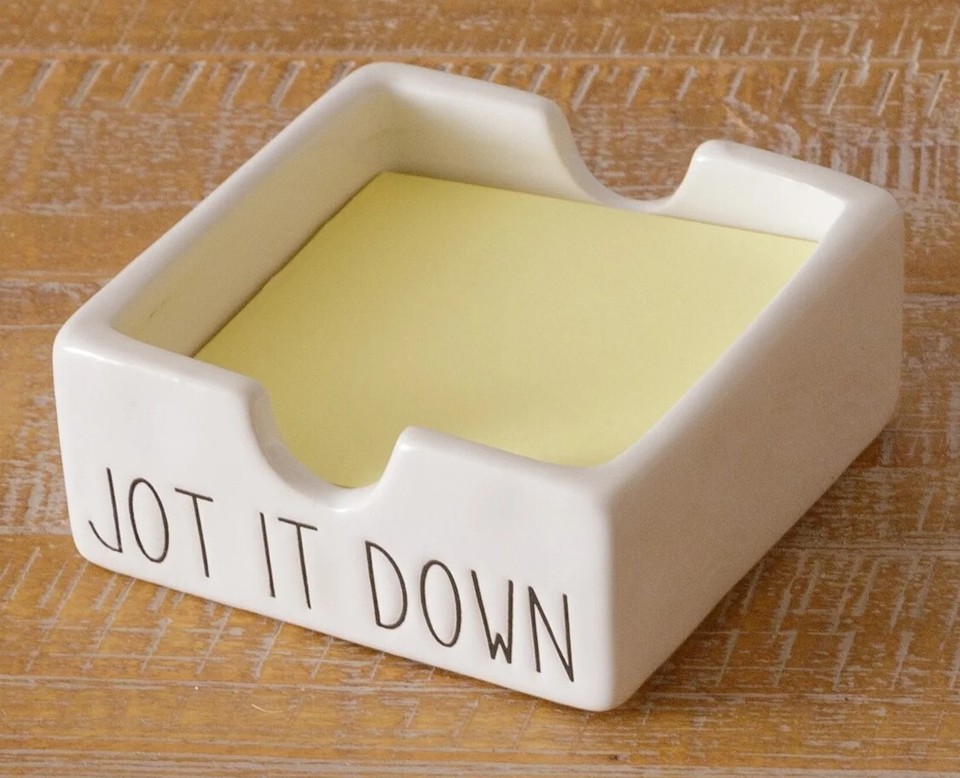 Notepad Holder White Ceramic Sticky Pad Office Desktop Organization ...