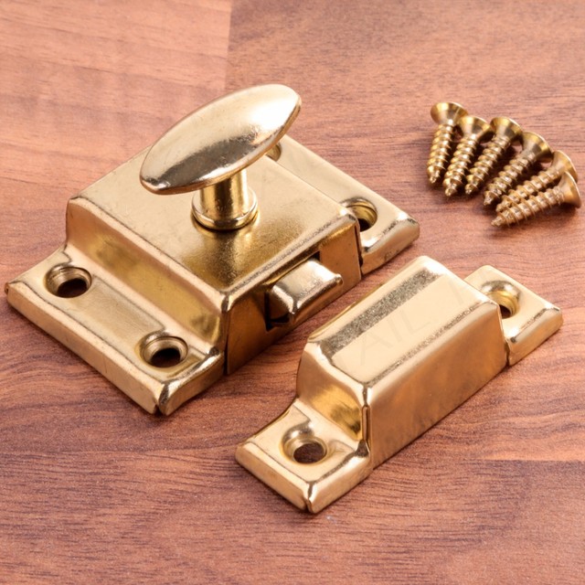 45mm Chrome/brass Cupboard Sprung Turn Catch Cabinet/desk Door Twist ...