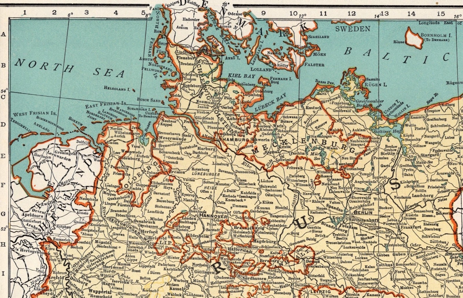1936 Antique Germany Map Vintage Map of Germany Europe Wall Decor 1824 ...