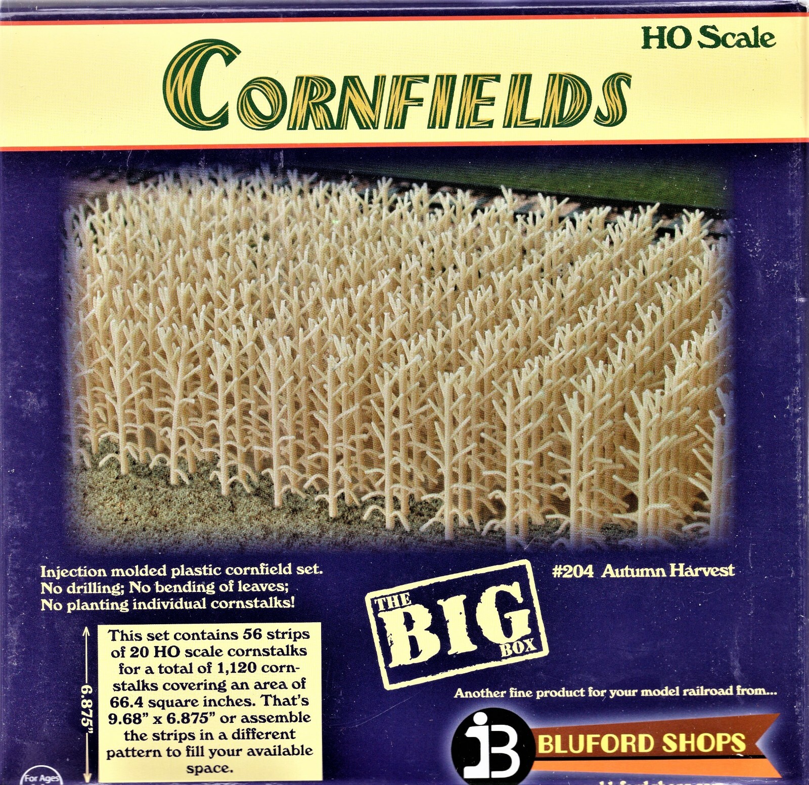 HO Scale Bluford Shops #204 Autumn Harvest Corn 1120 Stalks Cornfield ...