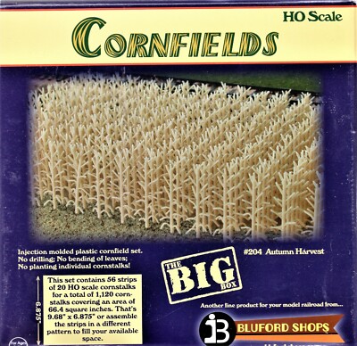 HO Scale Bluford Shops #204 Autumn Harvest Corn 1120 Stalks Cornfield ...
