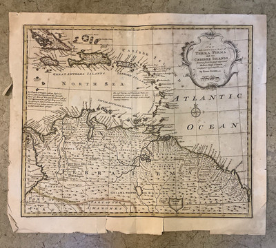 1747 New Map of Terra Firma and the Caribbe Islands by Eman Bowen | eBay