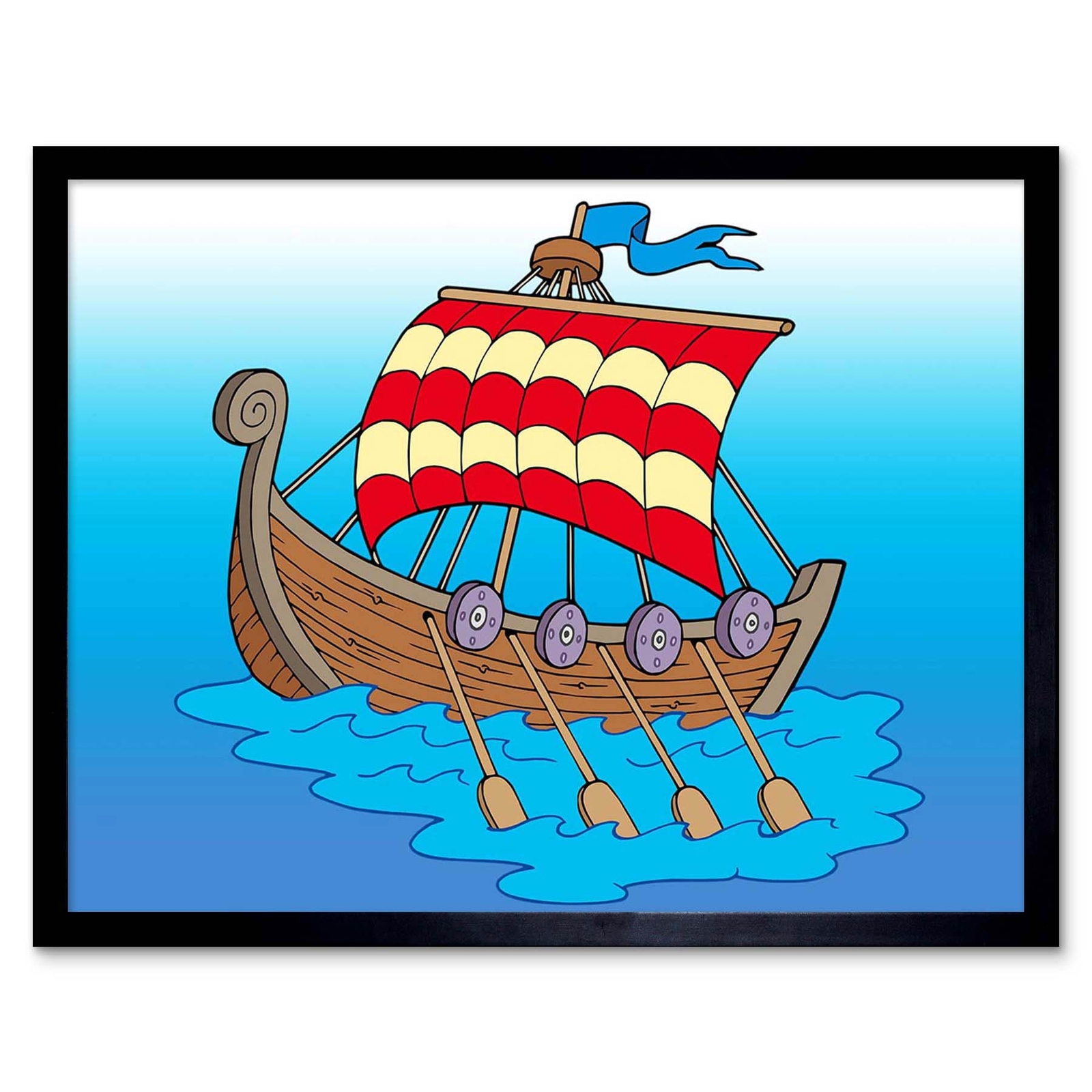 Nursery Viking Longship Oars Sails Red Stripes Kids Bedroom 12X16 ...