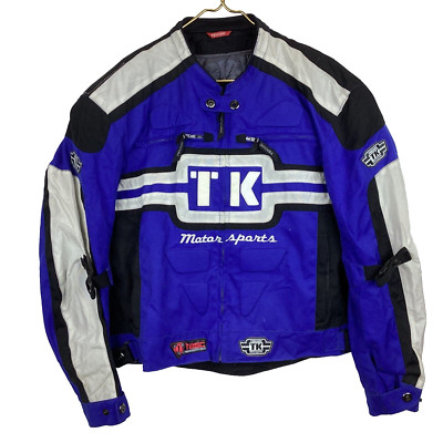 Teknic Motorsport Jacket Size 48 Blue Leather Trim Armoured Motorcycle ...