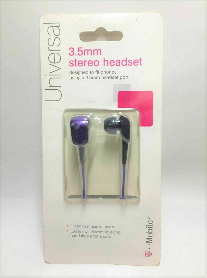 T-Mobile Stereo String Headset 3.5mm W/ Mic Original TMobile, Purple ...