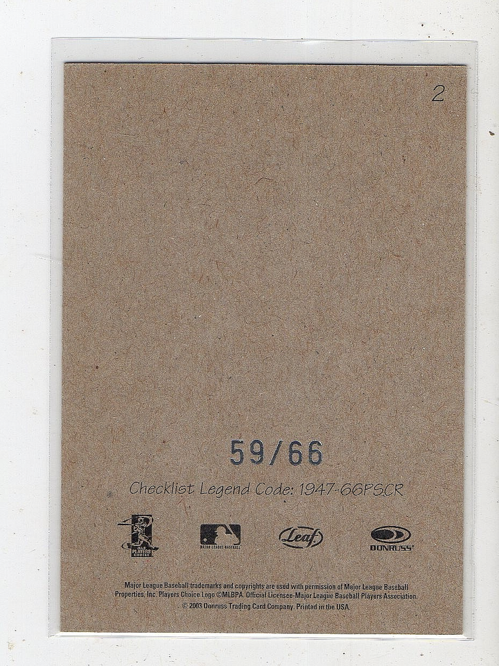 2003 Donruss Baseball Albert Pujols Checklist Legend Code #/66 NM-MT | eBay