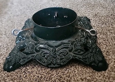 Vintage Cast Iron Enamel Square ORNATE Green Christmas Tree Stand 14x14 ...