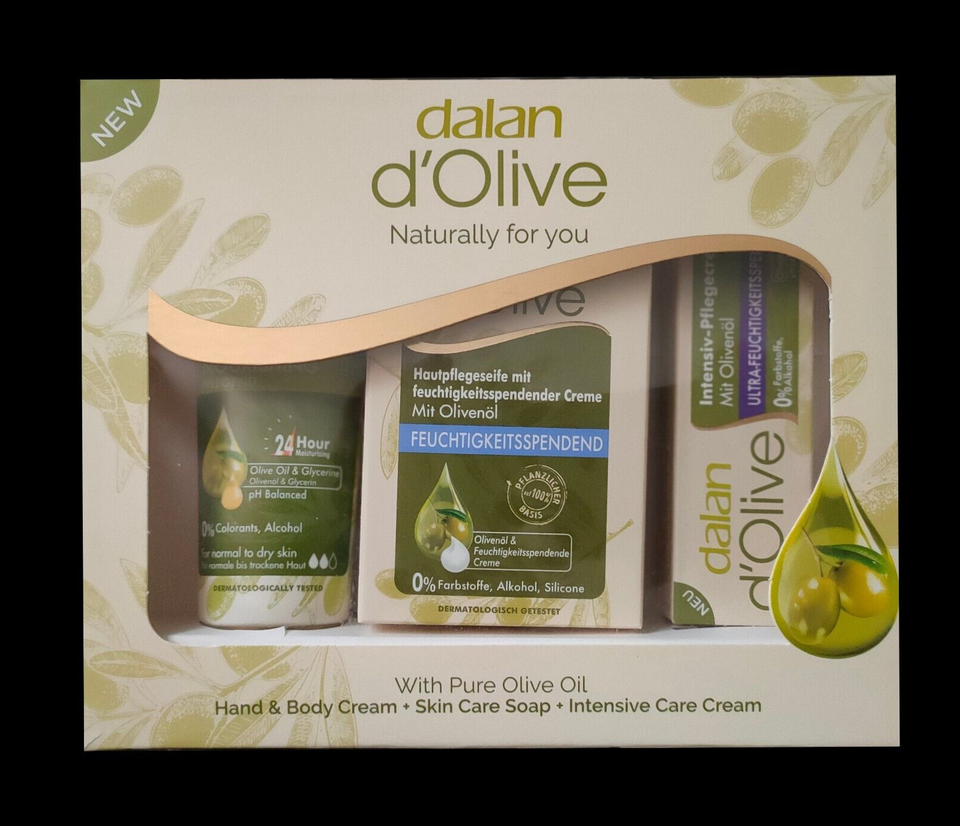Dalan d'Olive Hand & Body Cream + Skin Care Soap + Intensive Care Cream ...