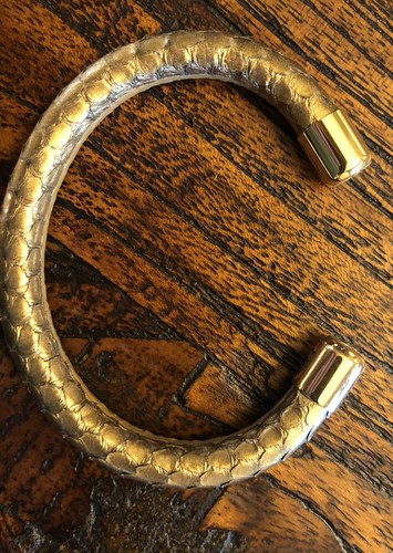 Rustic Cuff - Antique Gold Snakeskin Cuff Bracelet w/ gold ends - NWOT ...