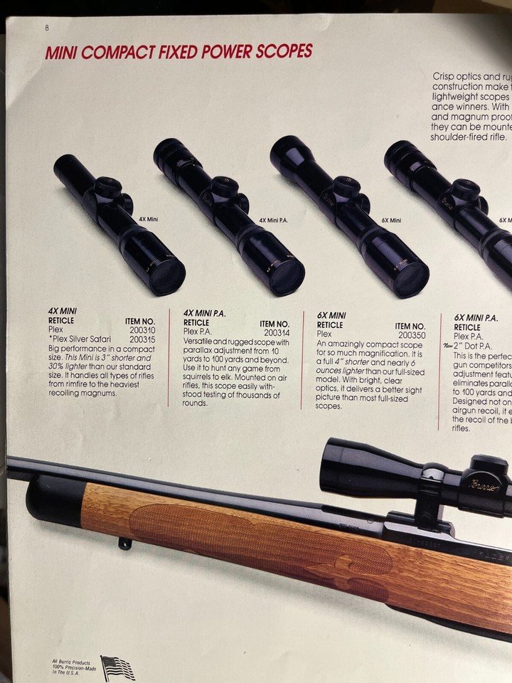 original 1990's BURRIS 4X COMPACT MINI scope Matte Finish Plex reticle ...