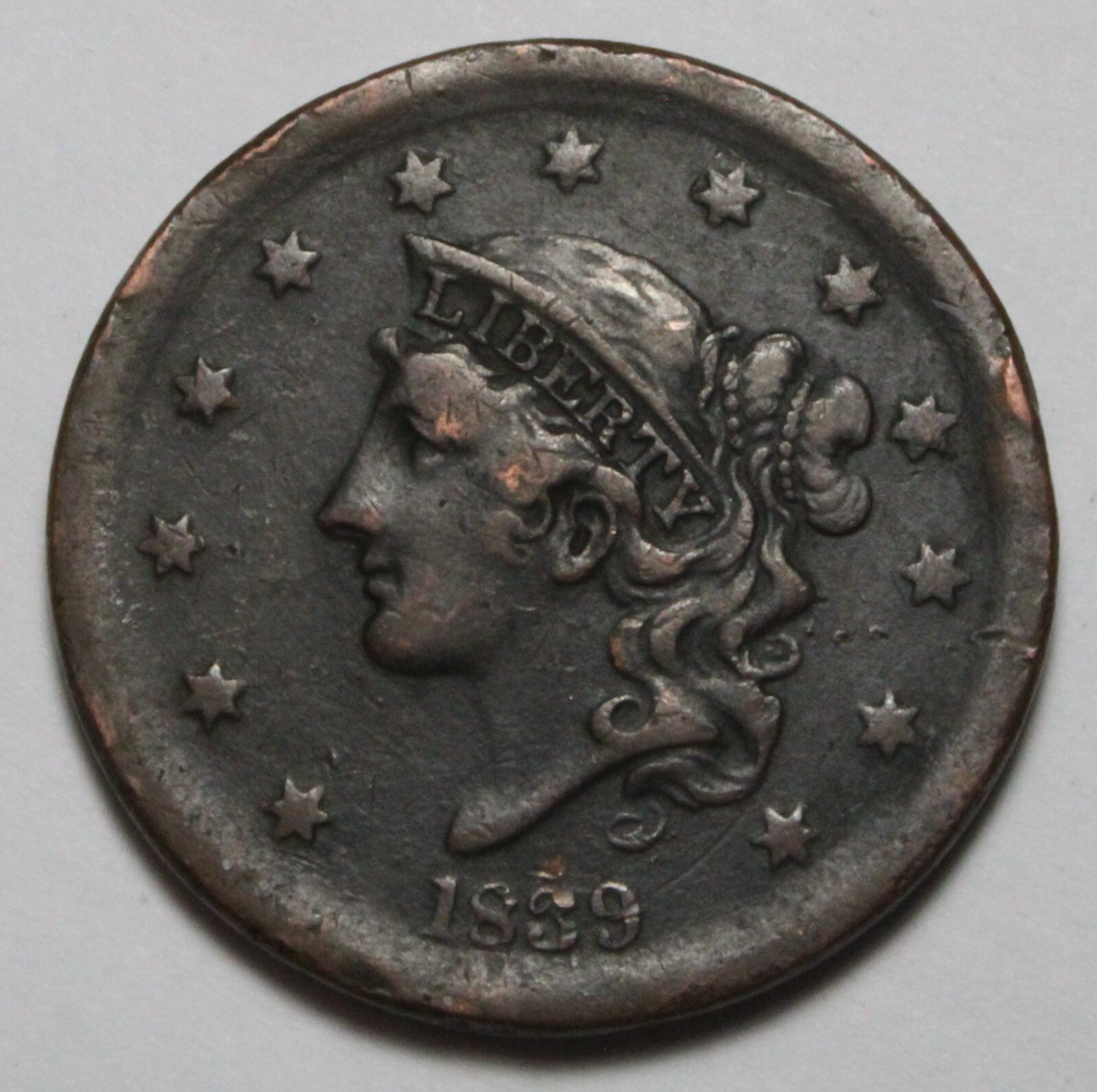 1839 Large Cent UM252 | eBay