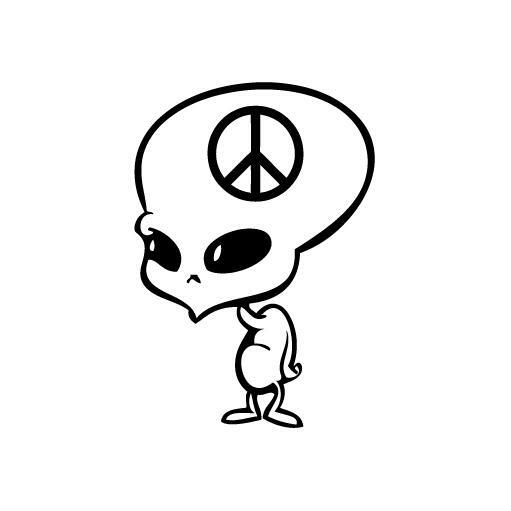 Alien Peace - Vinyl Decal Sticker for Wall, Car, iPhone, iPad, Laptop ...