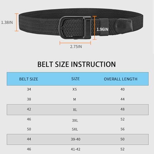 Tsa Approved Nickel Free Non Metal Belt for Men Elastic Stretch Braided ...