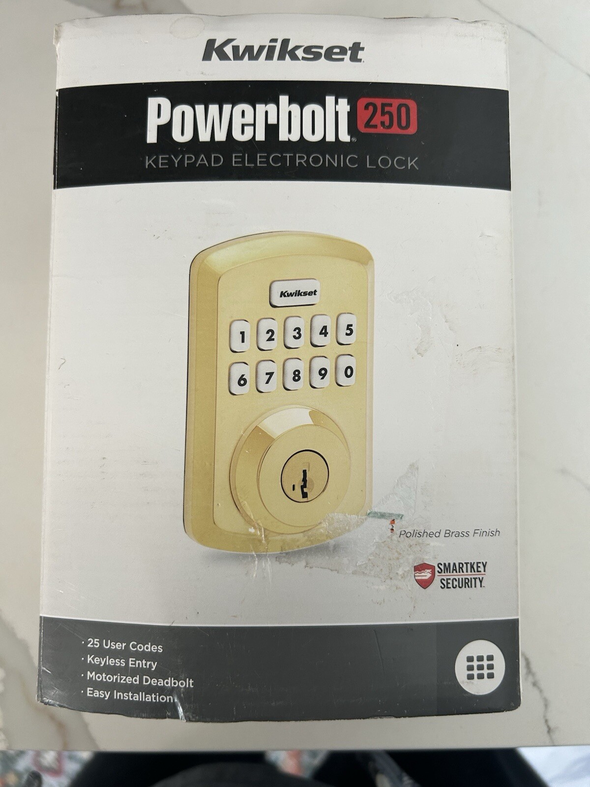 Kwikset Powerbolt 250 Keypad Electronic Lock Polished Brass Finish Open ...