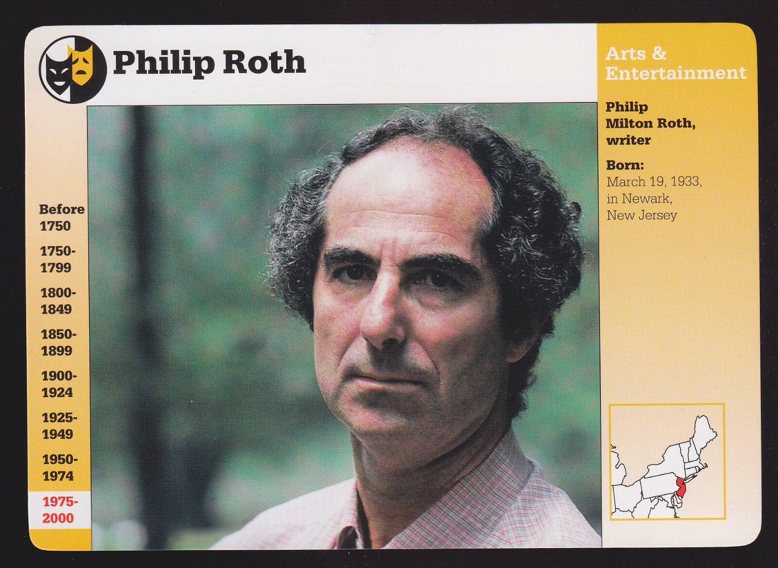 PHILIP ROTH Writer Author Photo Bio 1998 GROLIER STORY OF AMERICA CARD ...