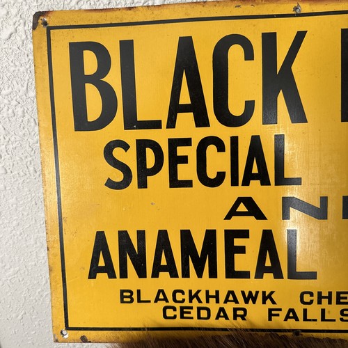 Antique Blackhawk Feeds Farm Store Advertising Metal SIGN Cedar Falls ...